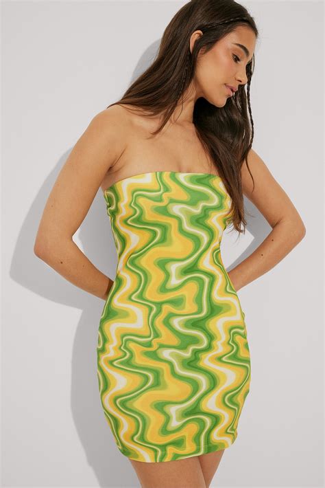 Bandeau Mini Dress Yellow Na Kd