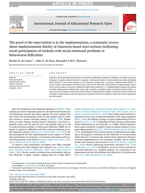 Pdf The Proof Of The Intervention Is In The Implementation A