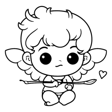 Lindo Cupido De Dibujos Animados Con Arco Y Flecha Ilustración