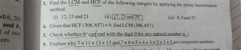 3 Find The Lcm And Hcf Of The Following Integers By Applying The Prime F