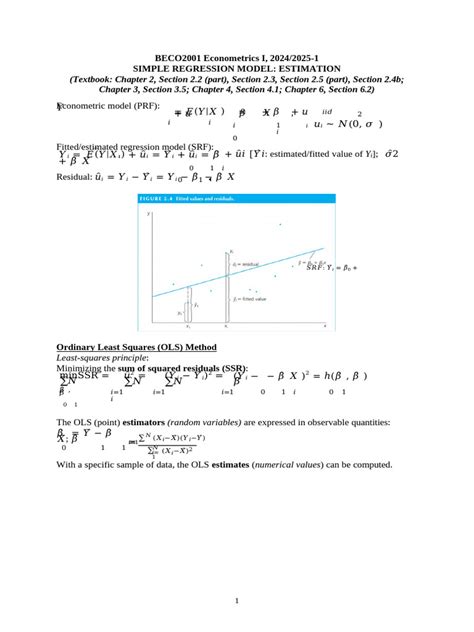 Simple Regression Model Estimation Pdf Ordinary Least Squares Estimator