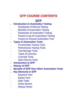 Qtp Testing Syllabus Pdf