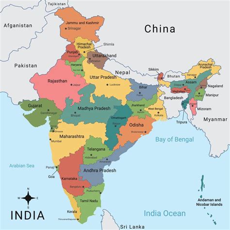 India Regions Map 19936024 Vector Art At Vecteezy
