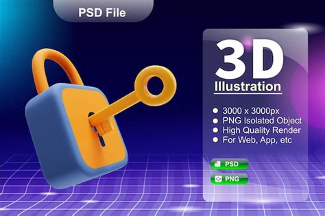 Premium Psd Psd 3d Render Business And Online Store Illustration Of Padlock Security App Icon