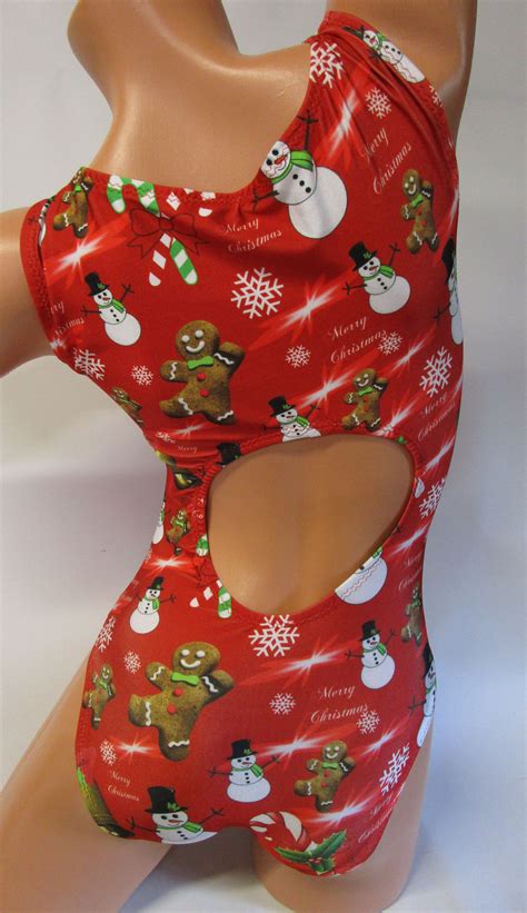 Red Merry Christmas Snowmen Flipflop Leos Gymnastics Leotard
