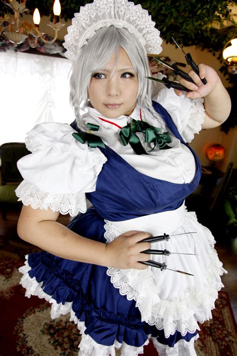 The Big Imageboard Tbib Apron Big Breasts Blue Eyes Braid Breasts Chouzuki Maryou Cosplay