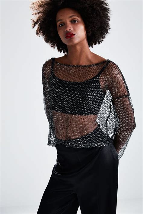 Pin De Edna Magdalena En All About Zara Lentejuelas Mallas Jersey