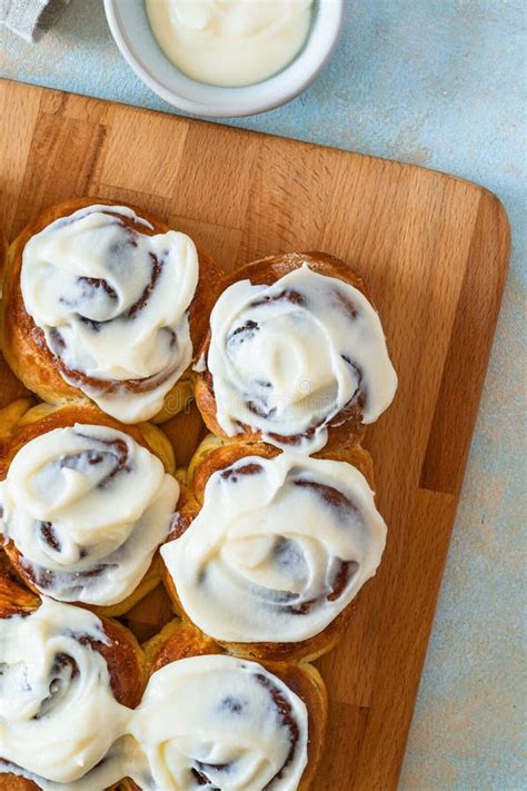 Cinnamon Buns Homemade Traditional Sweet Rolls With Cream Cheese Icing