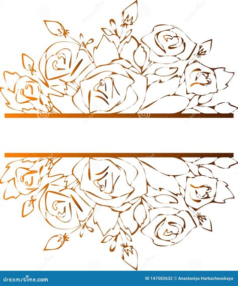 Marco De Las Rosas Del Oro Dibujo De Las Flores Y Bosquejo Con L Nea