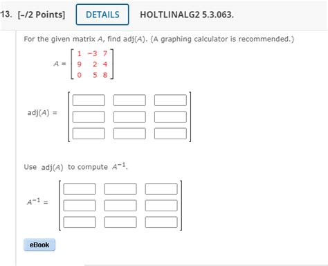 Solved Points Details Holtlinalg For The Chegg