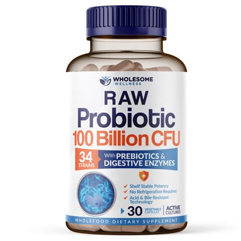 Raw Probiotics 100 Billion Cfu Organic With Prebiotics Digestive