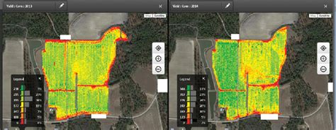 Yield Maps Showing Spatial Variability Of Corn Yield The Legend Shows