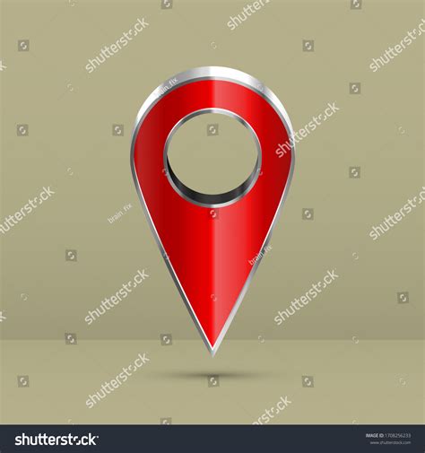 Realistic 3d Pointer Map Red Map Stock Vector Royalty Free 1708256233