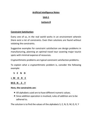 Lecture 5 AI Contains Notes Of BCA Course On Artificial Intelligence