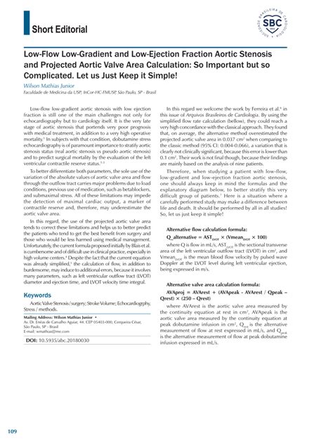 Pdf Low Flow Low Gradient And Low Ejection Fraction Aortic Stenosis