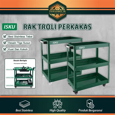 Promo RAK TROLI BENGKEL ISKU 3 SUSUN PERKAKAS TROLLEY BESI MULTIFUNGSI