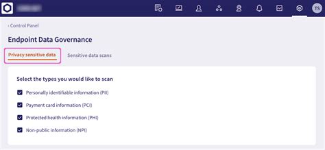 Privacy Sensitive Data Settings