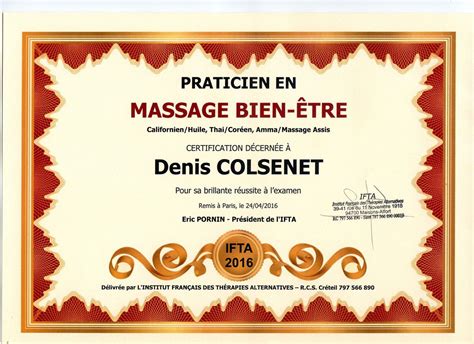 Certificat De Praticien En Massage Bien être Sportif And Magnétisme