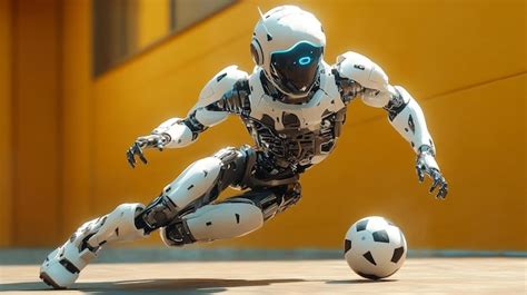 futuristic robot playing soccer generative ai premium ai generated image