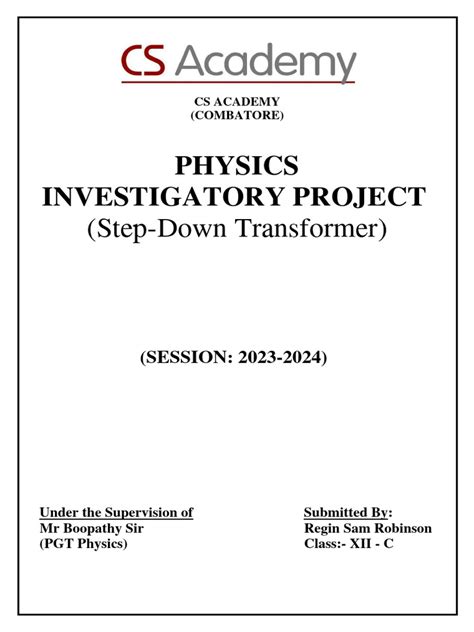 Physics Project Download Free Pdf Transformer Inductor