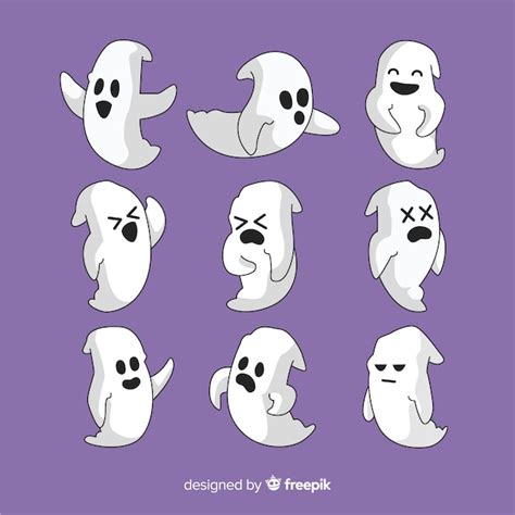 Colección De Fantasmas De Halloween Dibujados A Mano Vector Gratis
