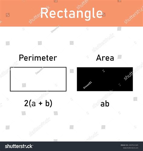 Perimeter Area Rectangle Formula Vector Illustration Stock Vector
