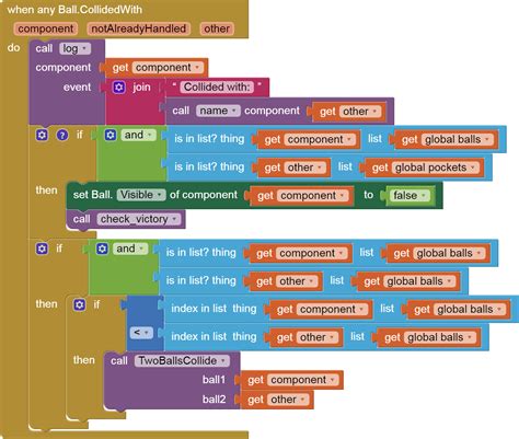 ball collision in pool game mit app inventor help mit app inventor