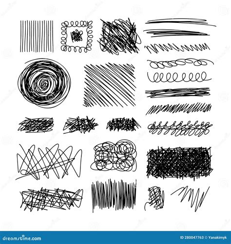 Set Of Hand Drawn Ink Pen Scribbles Stock Vector Illustration Of