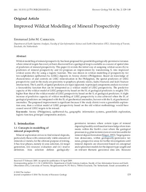 Pdf Improved Wildcat Modelling Of Mineral Prospectivity