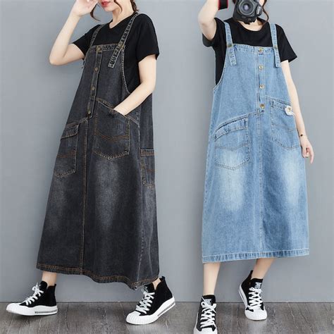 Denim Jumper Dress Etsy