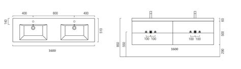 Berloni Bagno Art TN160D Двойная раковина для мебели на 160 см, в ...