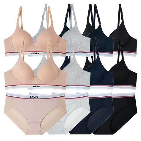 국내100매장판 리바이스 우먼 속옷 바디웨어 바디웨어 메쉬라인 노와이어 와이어 브라팬티 세트 4color 에이블리