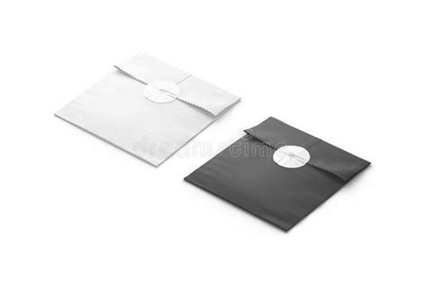 Blank Black And White Square Paper Bag With Sticker Mockup Stock Illustration Illustration Of