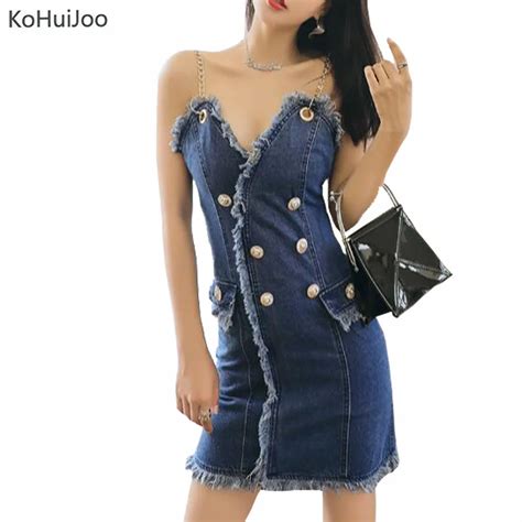 Buy Kohuijoo 2018 Summer Women Sexy Denim Dresses