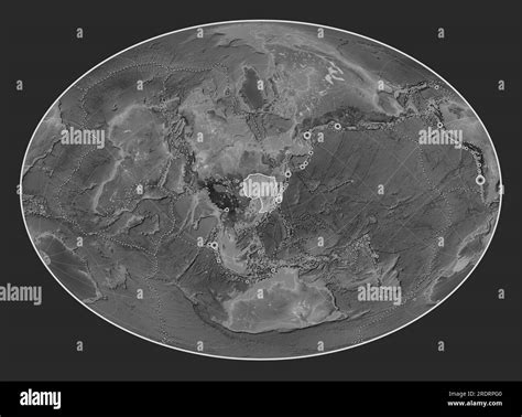 Amur Tectonic Plate On The Grayscale Elevation Map In The Fahey Oblique Projection Centered
