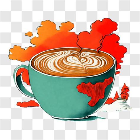 Download Upside Down Coffee Cup Cappuccino With Colorful Latte Art Pngs