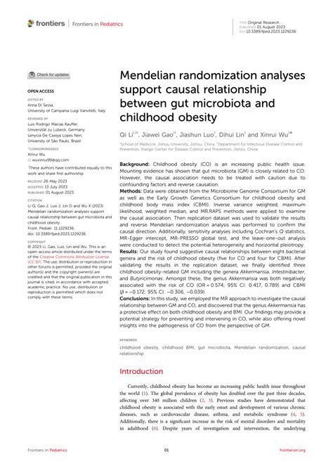 Pdf Mendelian Randomization Analyses Support Causal Relationship Between Gut Microbiota And