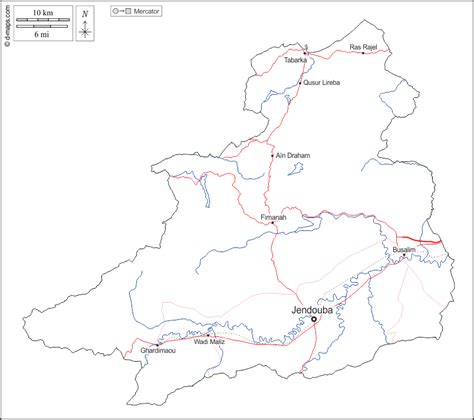ولاية جندوبة خريطة مجانية خريطة خاليه من الفراغ خريطة الخطوط العريضة