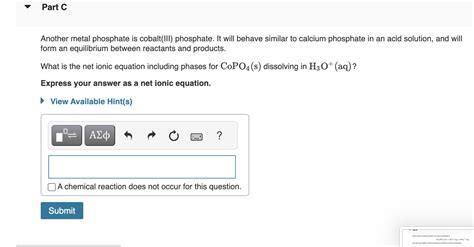 Solved Another Metal Phosphate Is Cobalt Iii Phosphate It