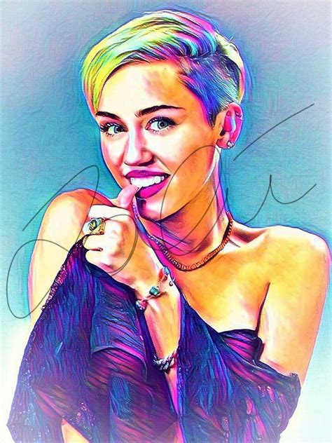 Miley Cyrus Abstract Pop Art Hand Drawn Print MILEY ABSTRACT1
