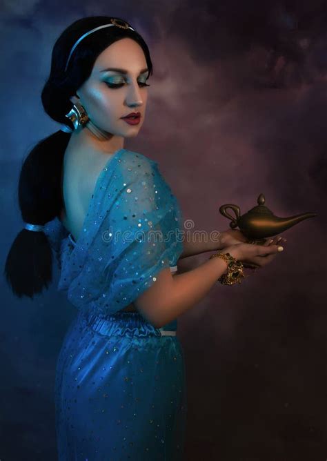 Beautiful Princess Closeup With Magic Lamp In Her Hands Art Photo