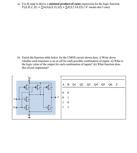 Solved A Use K Map To Derive A Minimal Product Of Sums Chegg