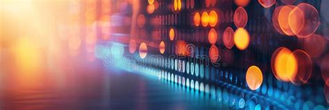 Abstract Technology Background With Orange And Blue Bokeh Lights Stock Illustration