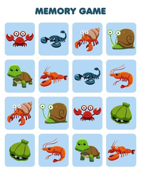 Education Game Find Similar Pictures Of Cute Cartoon Animals Sea