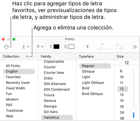 Crear O Cambiar Colecciones De Tipos De Letra En La Mac Soporte