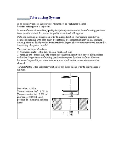Tolerancing System Engineering Tolerance Metalworking