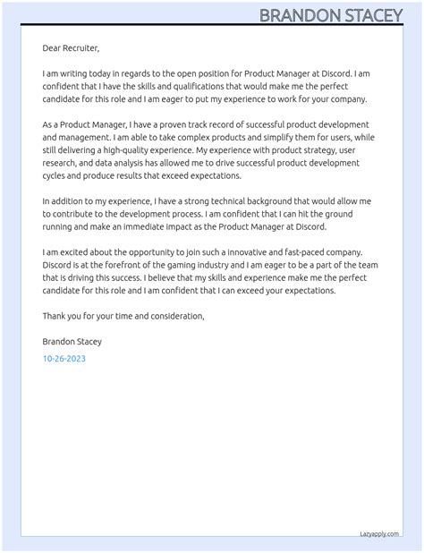 Cover Letter For Discord Lazyapply