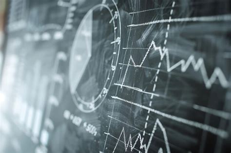 Closeup Of White Chalkboard Graphs And Charts For Business Presentation Premium AI Generated Image