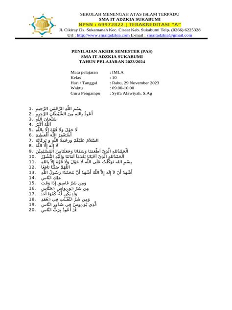 Imla Kelas 10 Pdf