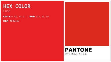 Hex E82127 To Pms Code Pantone 485 C Conversion Chart Pms Solid Coated